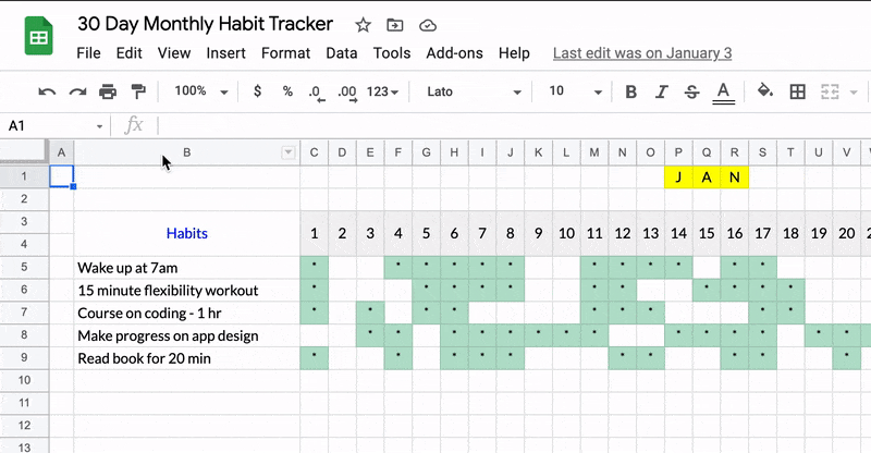Monthly Habit Tracker Template for 2024
